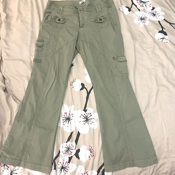 Garage | Pants & Jumpsuits | Garage Green Cargo Flare Pants | Poshmark